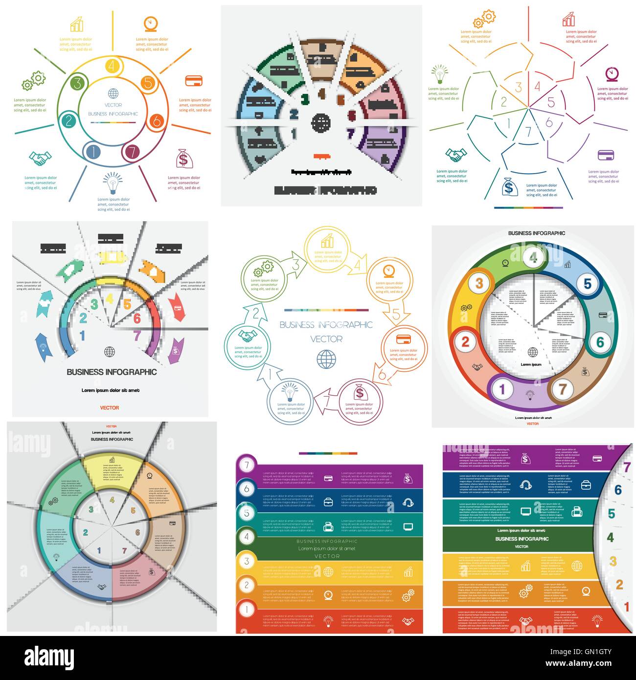 Set 9 templates. Infographics for business conceptual cyclic processes ...