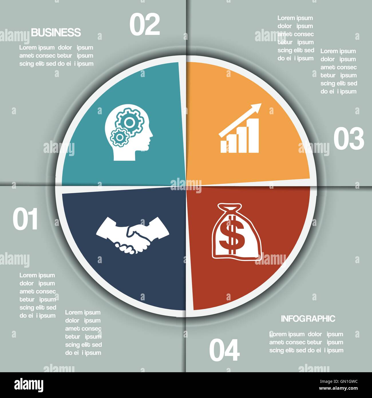 Infographic Pie Chart Template From Colourful Circle With Text Areas On