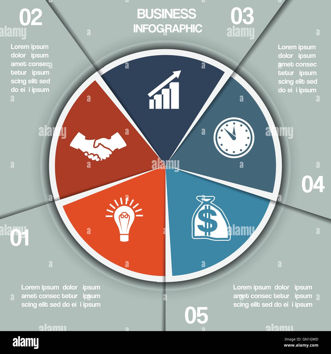 Infographic Pie chart template from colourful circle with text areas on ...