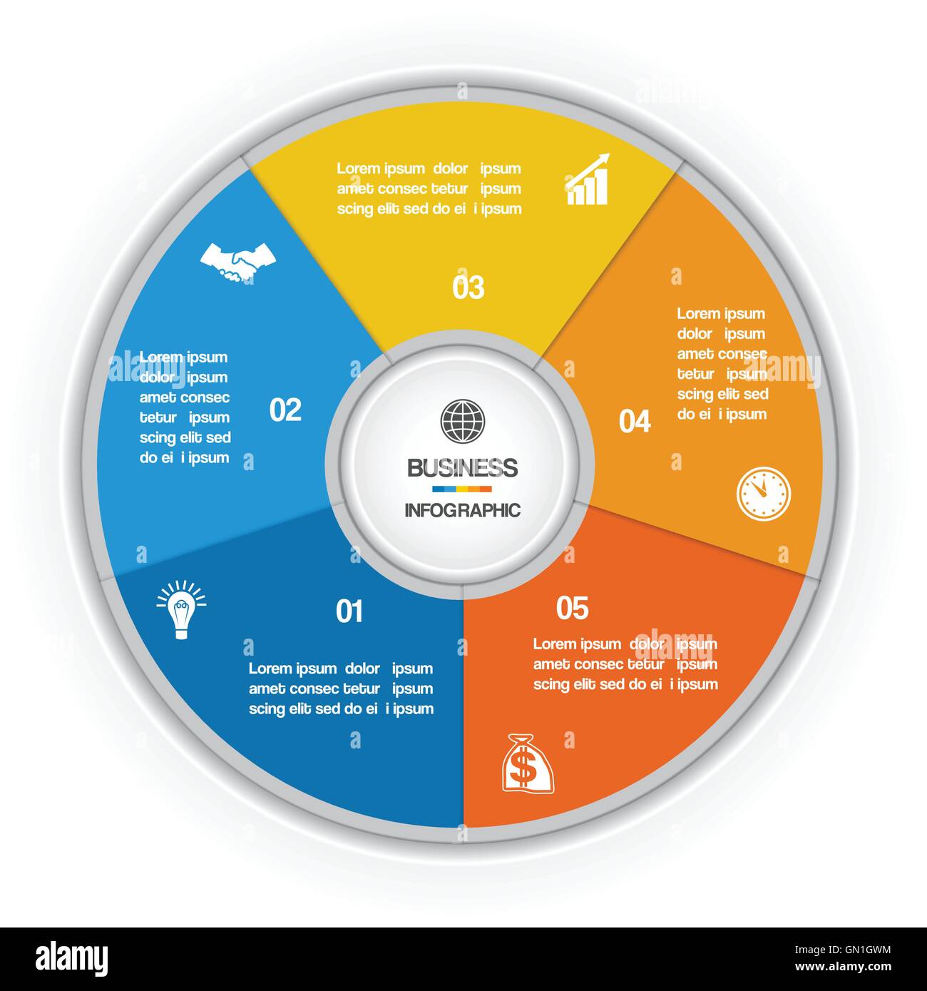 Colorful Ring for cyclic process on five positions possible to use for ...
