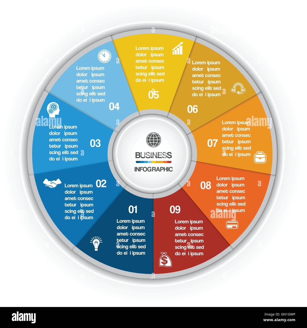 Colorful Ring for cyclic process on nine positions possible to use for ...