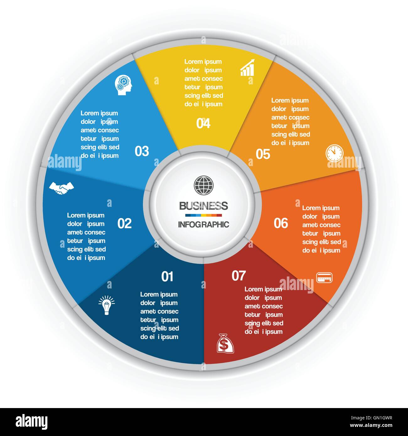Colorful Ring for cyclic process on seven positions possible to use for ...