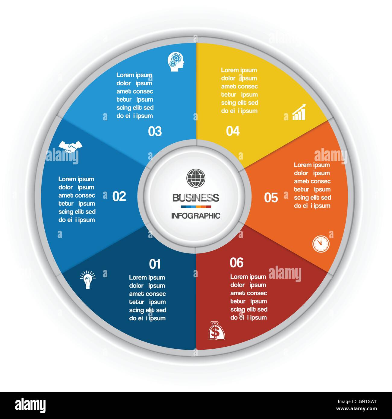 Colorful Ring for cyclic process on six positions possible to use for ...