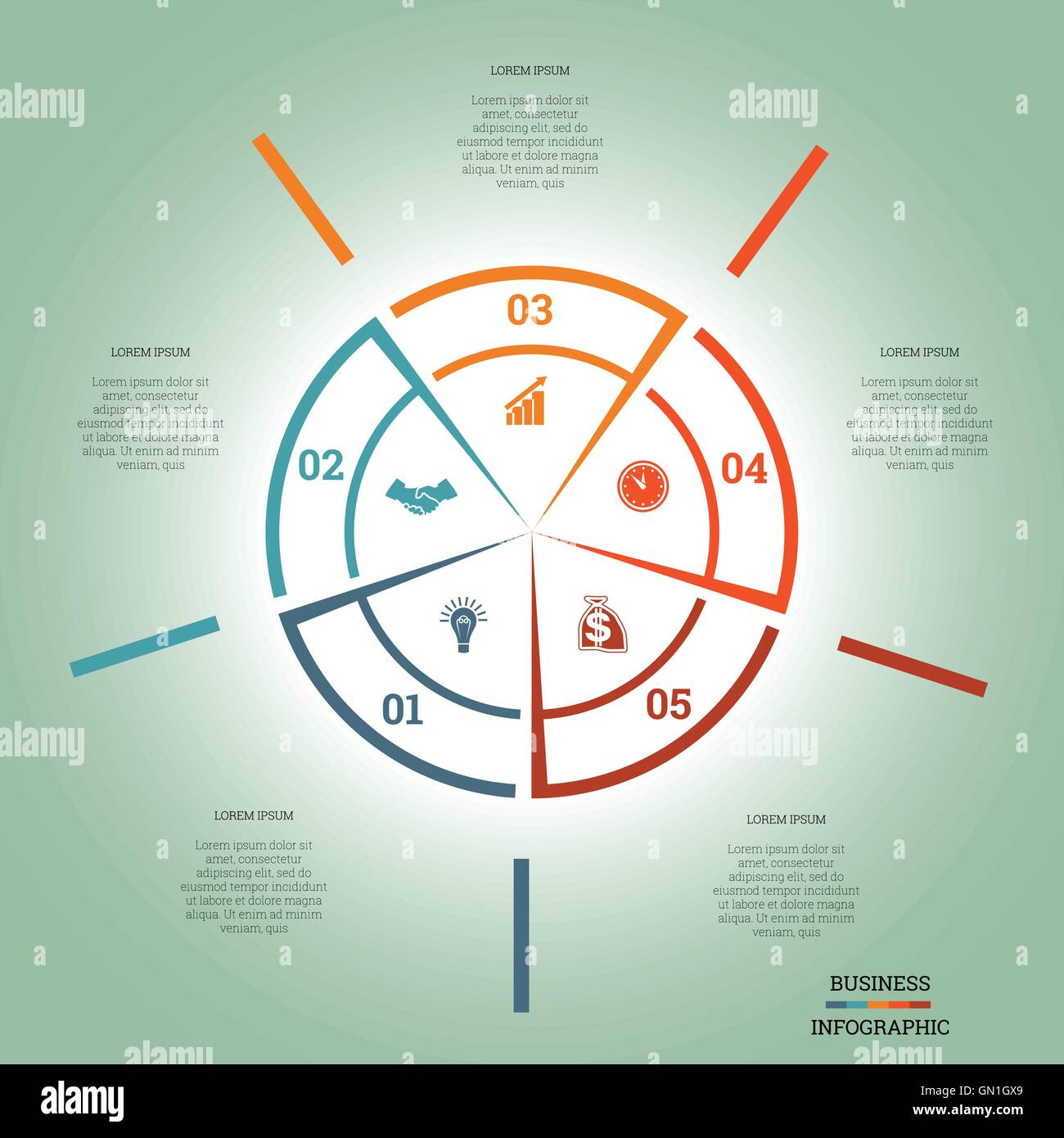 Infographic Pie chart template colourful circle from lines with text ...