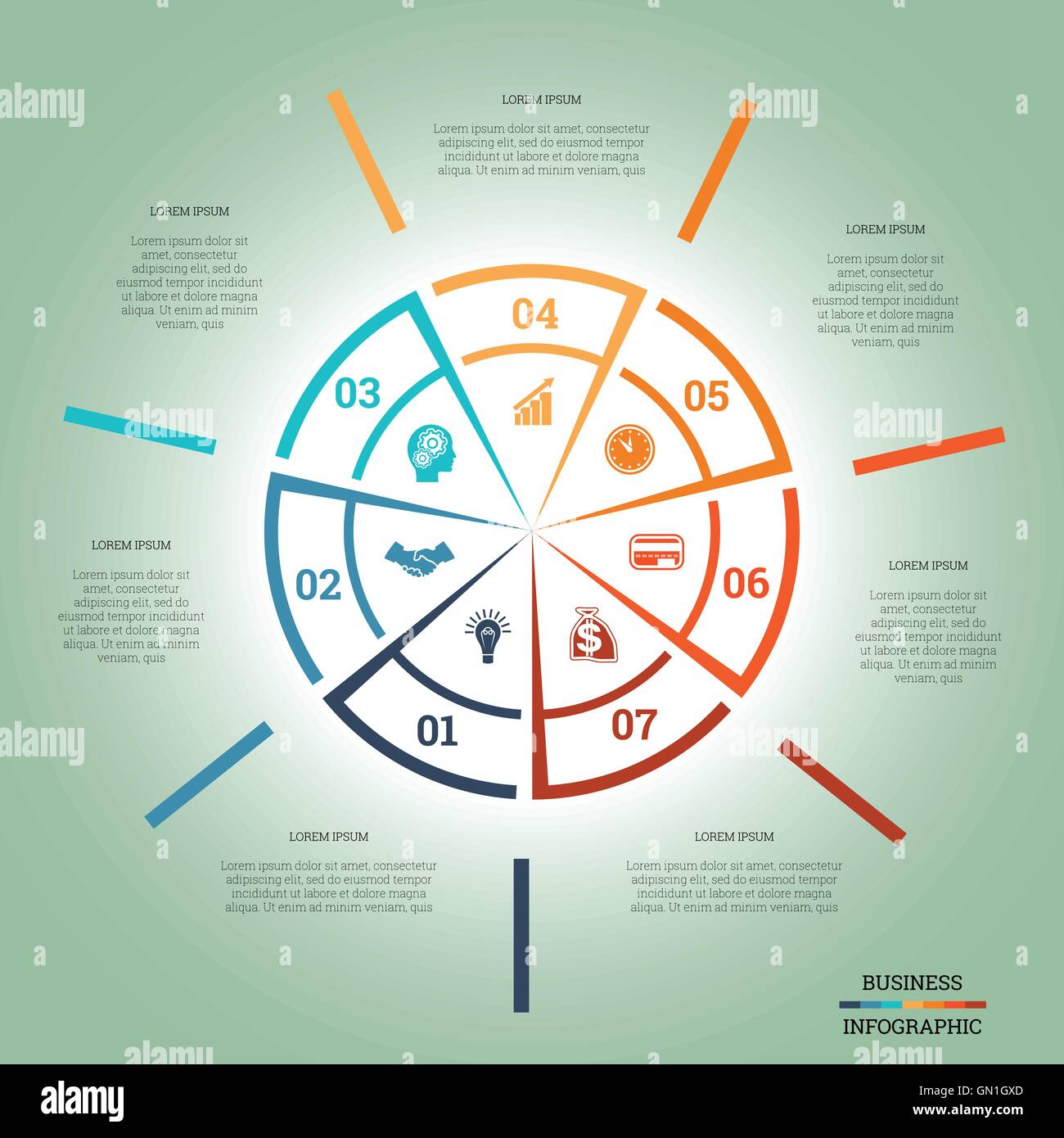 Infographic Pie chart template colourful circle from lines with text ...