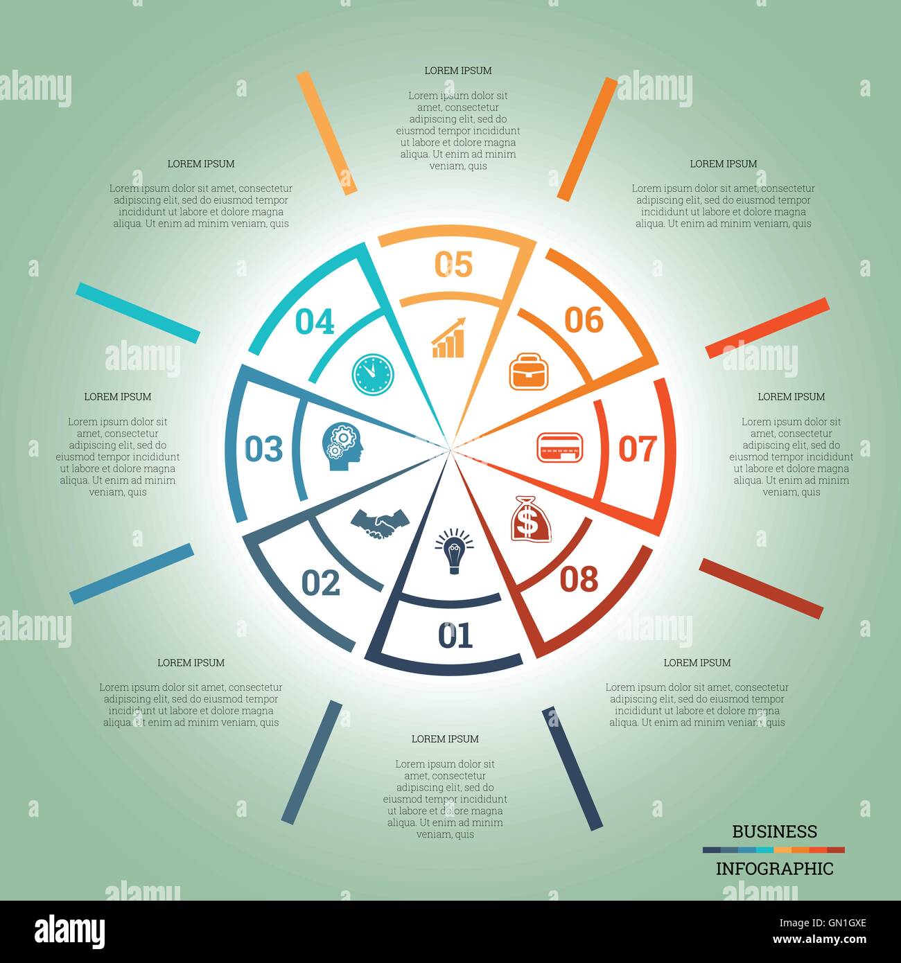 Infographic Pie chart template colourful circle from lines with text ...