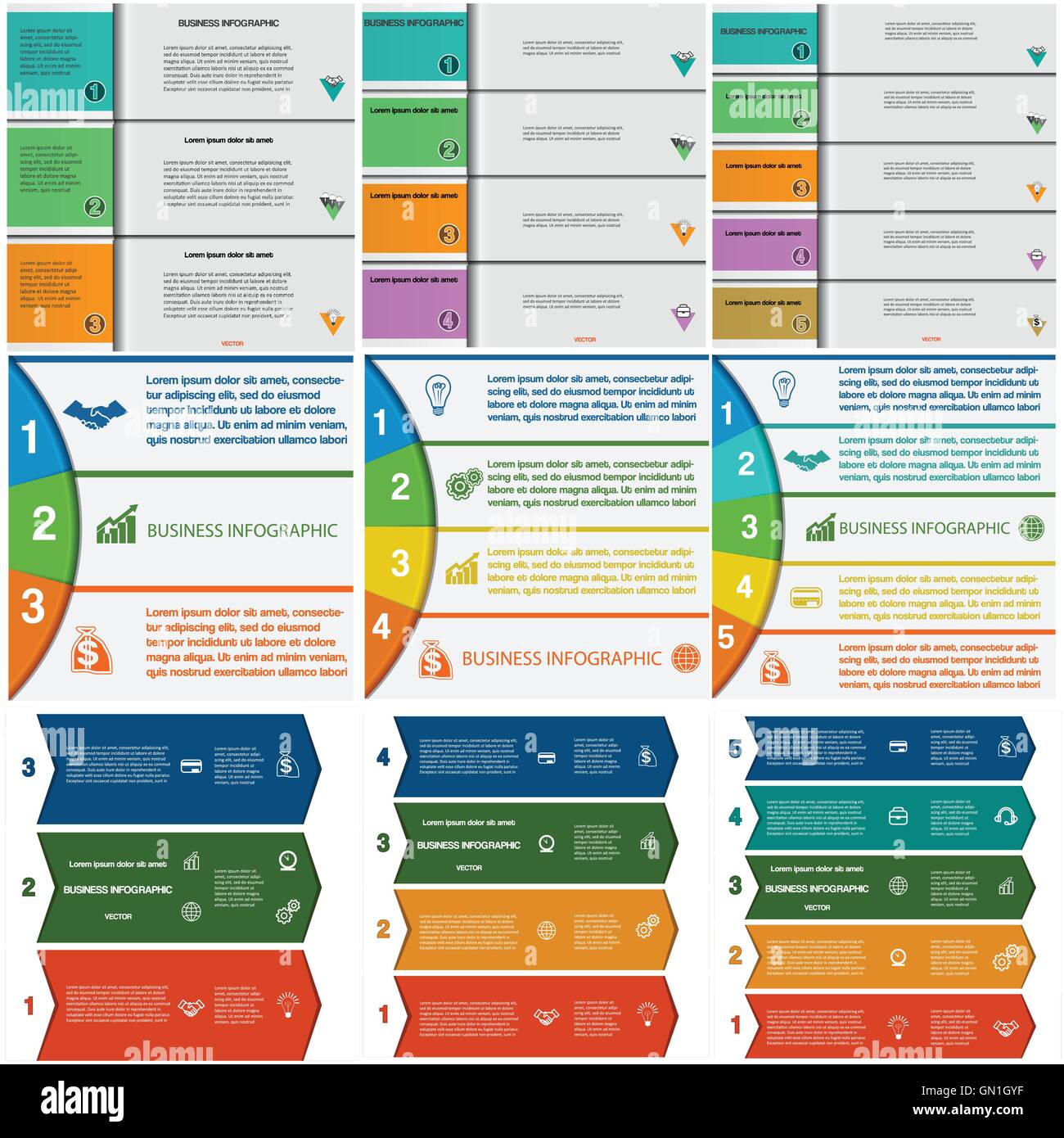 Set 9 templates, Infographics for business conceptual cyclic processes ...