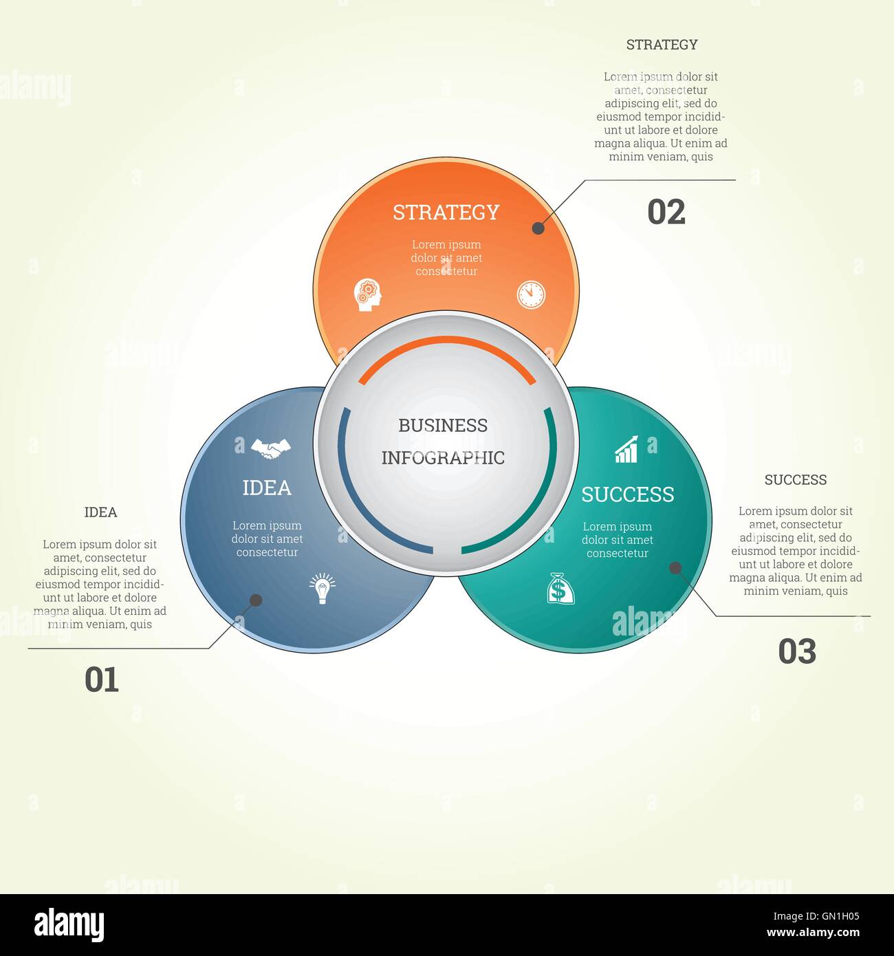 Infographic business template three text areas , possible to use for ...