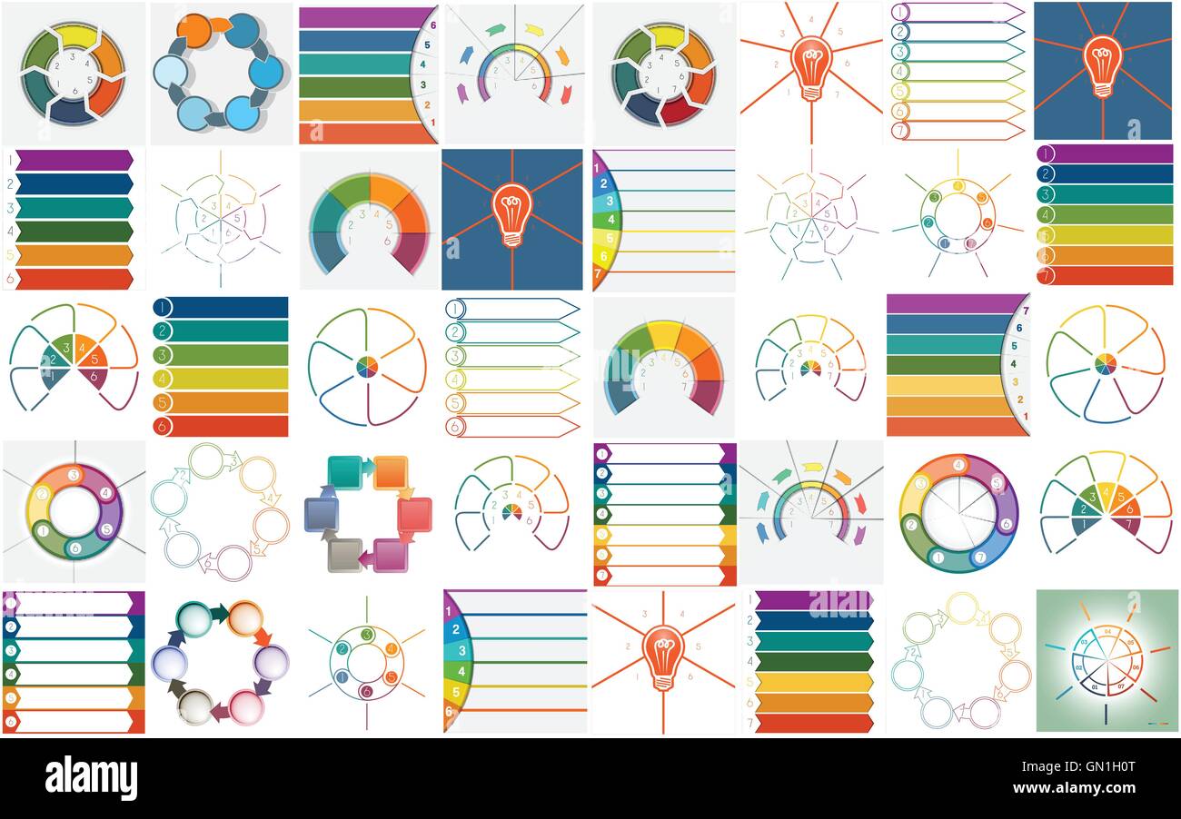 40 vector templates, Infographics cyclic processes, text area for six ...