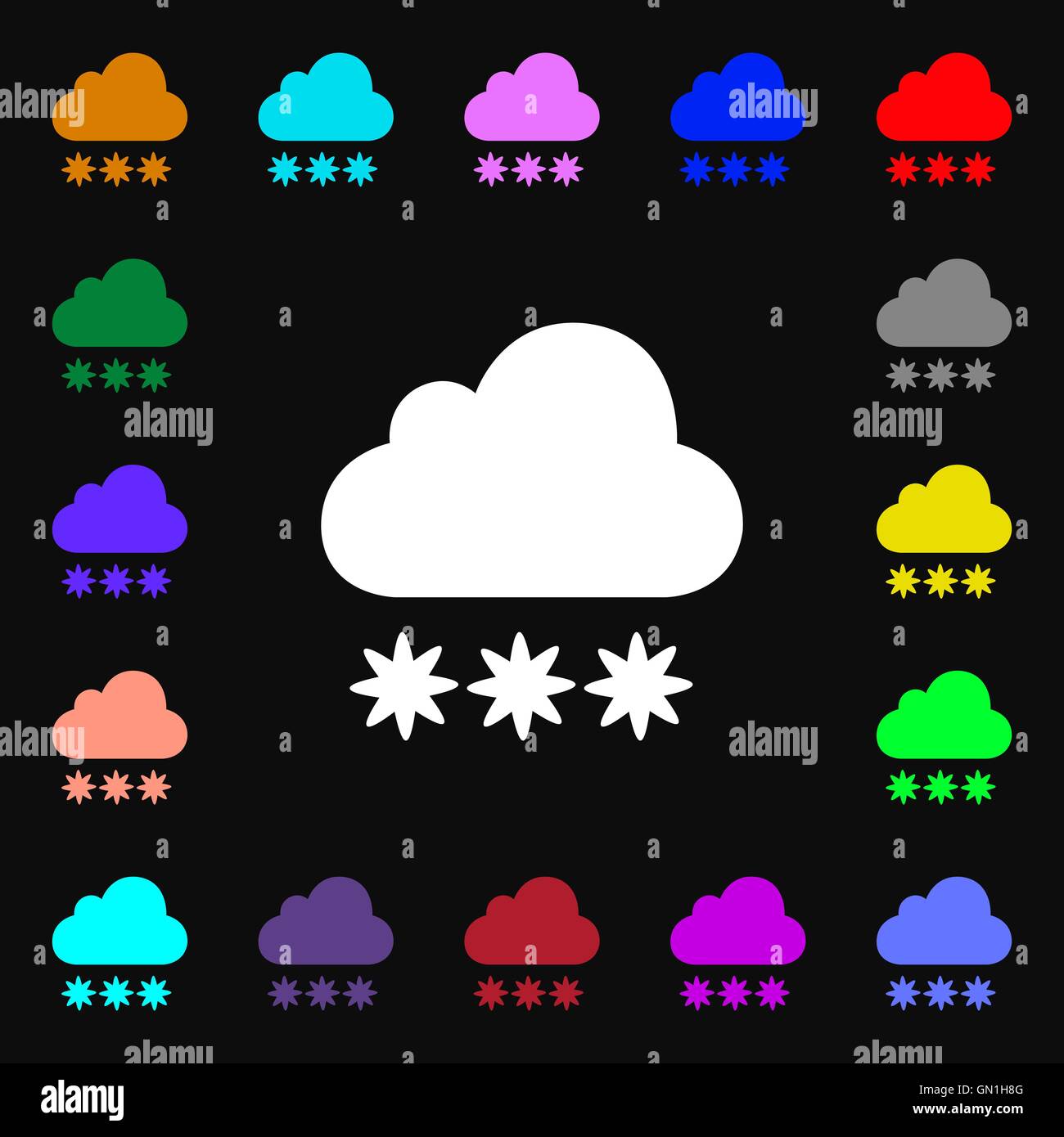 snow cloud icon sign. Lots of colorful symbols for your design. Vector ...