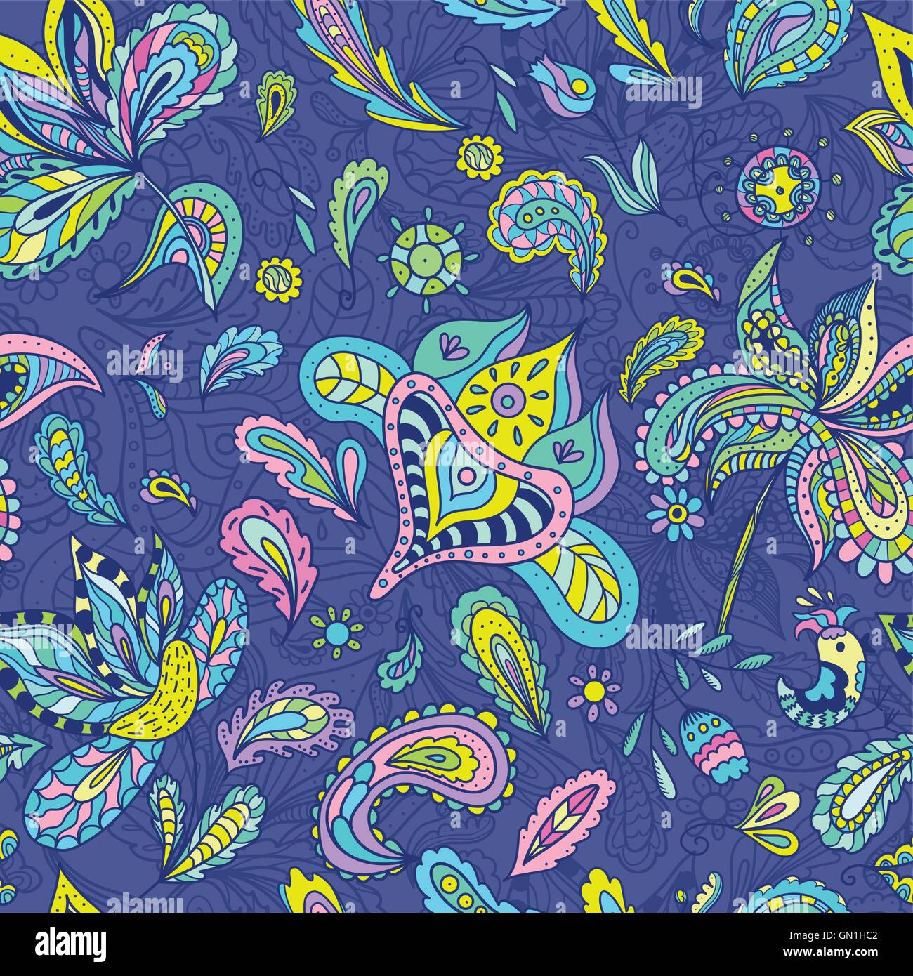 Blue Fresh Ethnic Pattern Stock Vector Image & Art - Alamy