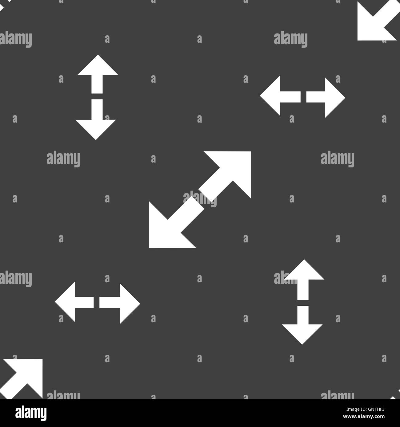 Full screen icon sign. Seamless pattern on a gray background. Vector ...