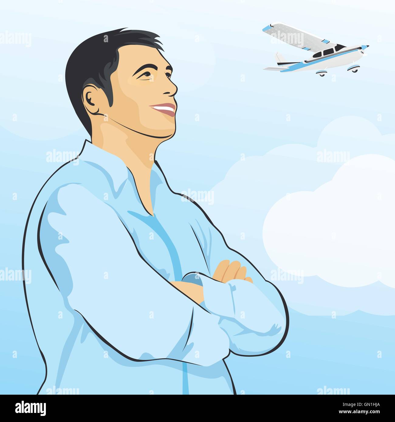 Old man dreaming Stock Vector Images - Alamy