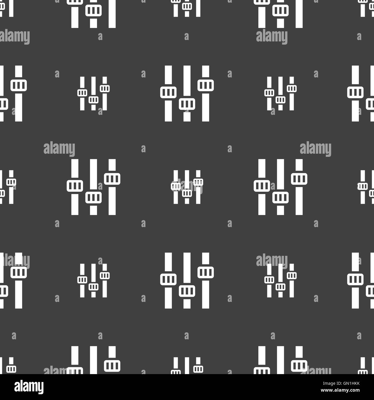 Equalizer icon sign. Seamless pattern on a gray background. Vector ...