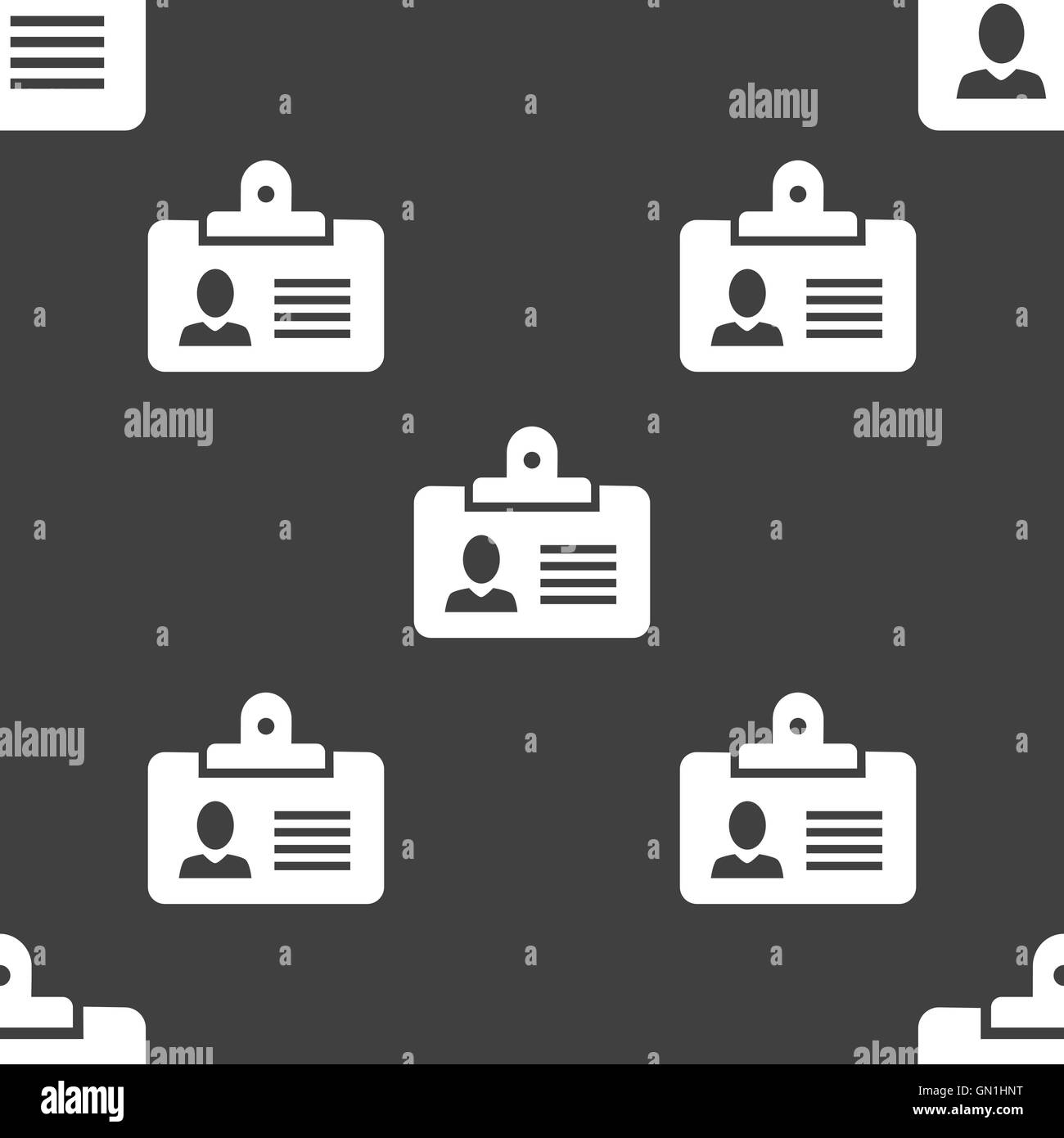 Identification card icon sign. Seamless pattern on a gray background ...