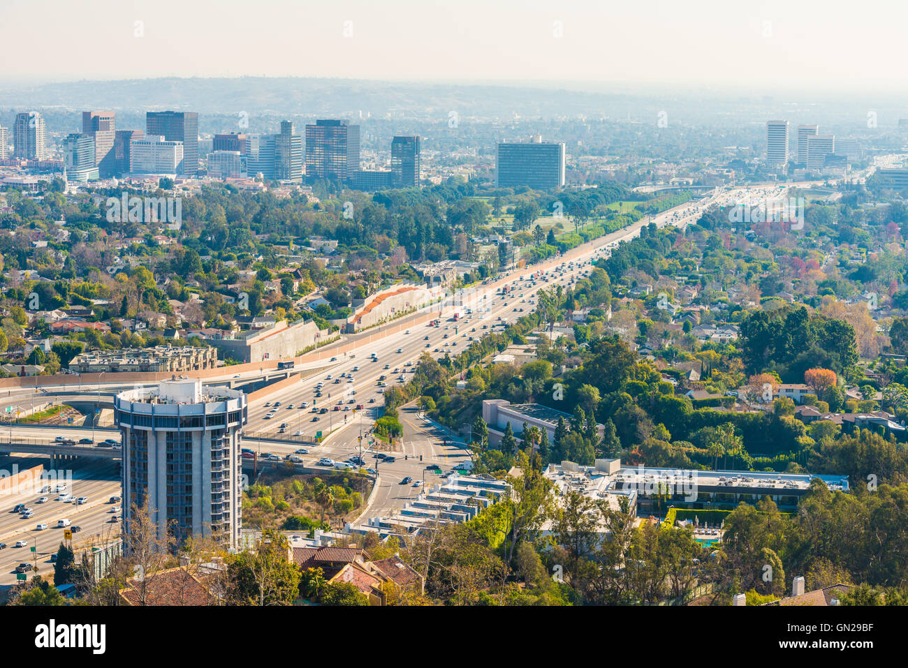 Los Angeles with busy freeway Stock Photo - Alamy