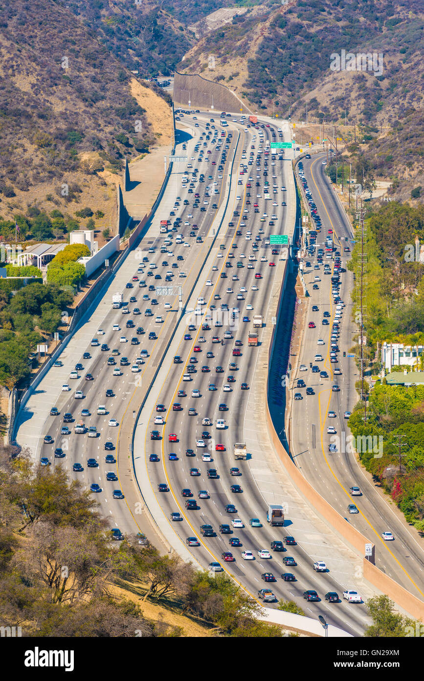 Los Angeles with busy freeway Stock Photo - Alamy