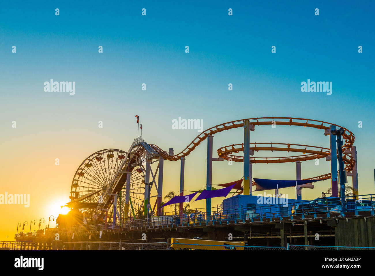 Santa Monica Pier at sunset Stock Photo - Alamy