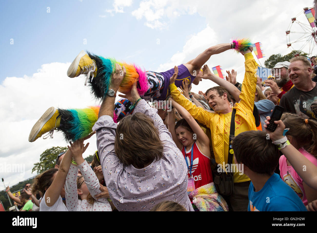 Colonel Mustard crowd surfing at Electric Fields music festival at ...