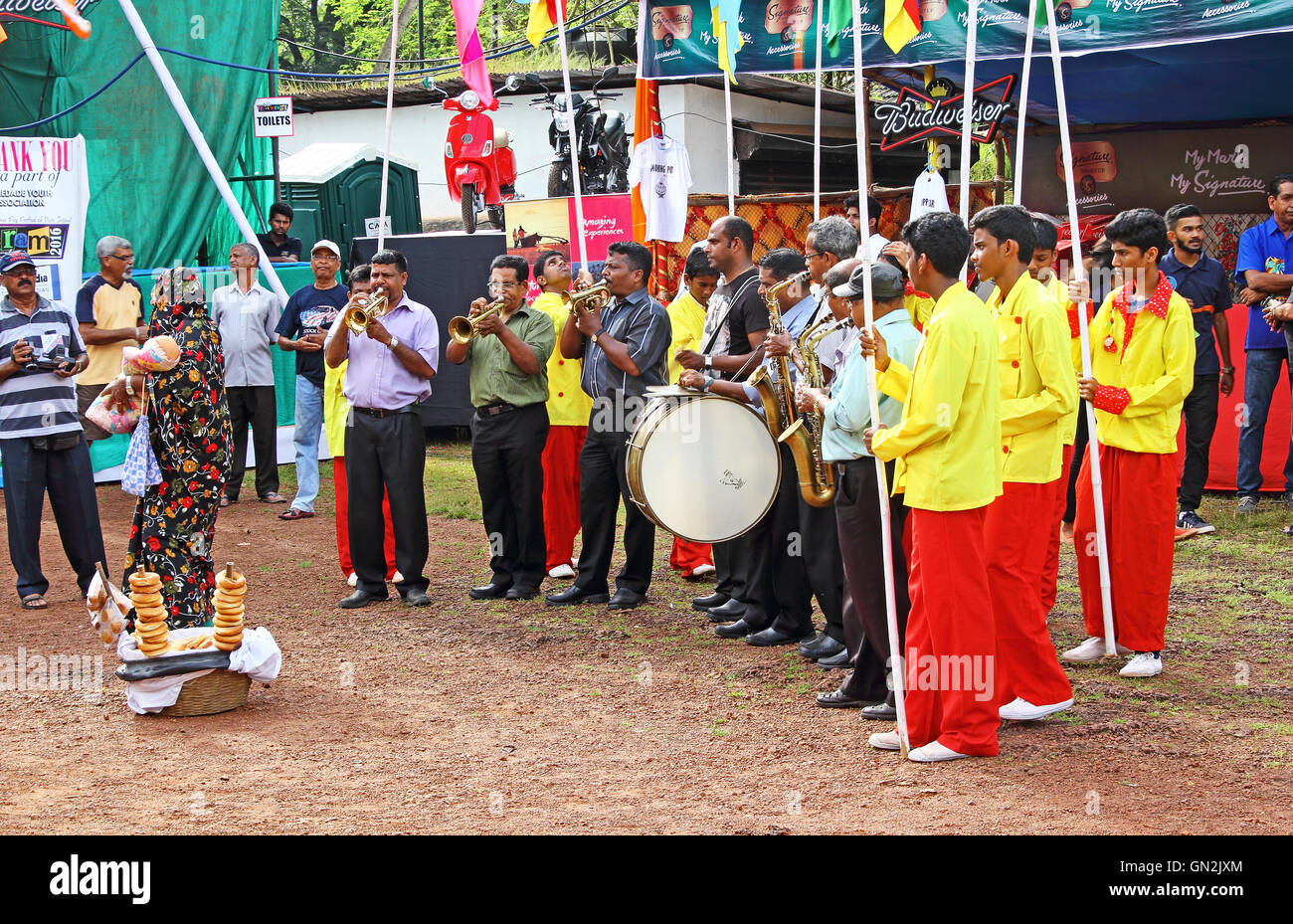 Goa, India. 27th August, 2016. Traditional brass band performs during ...