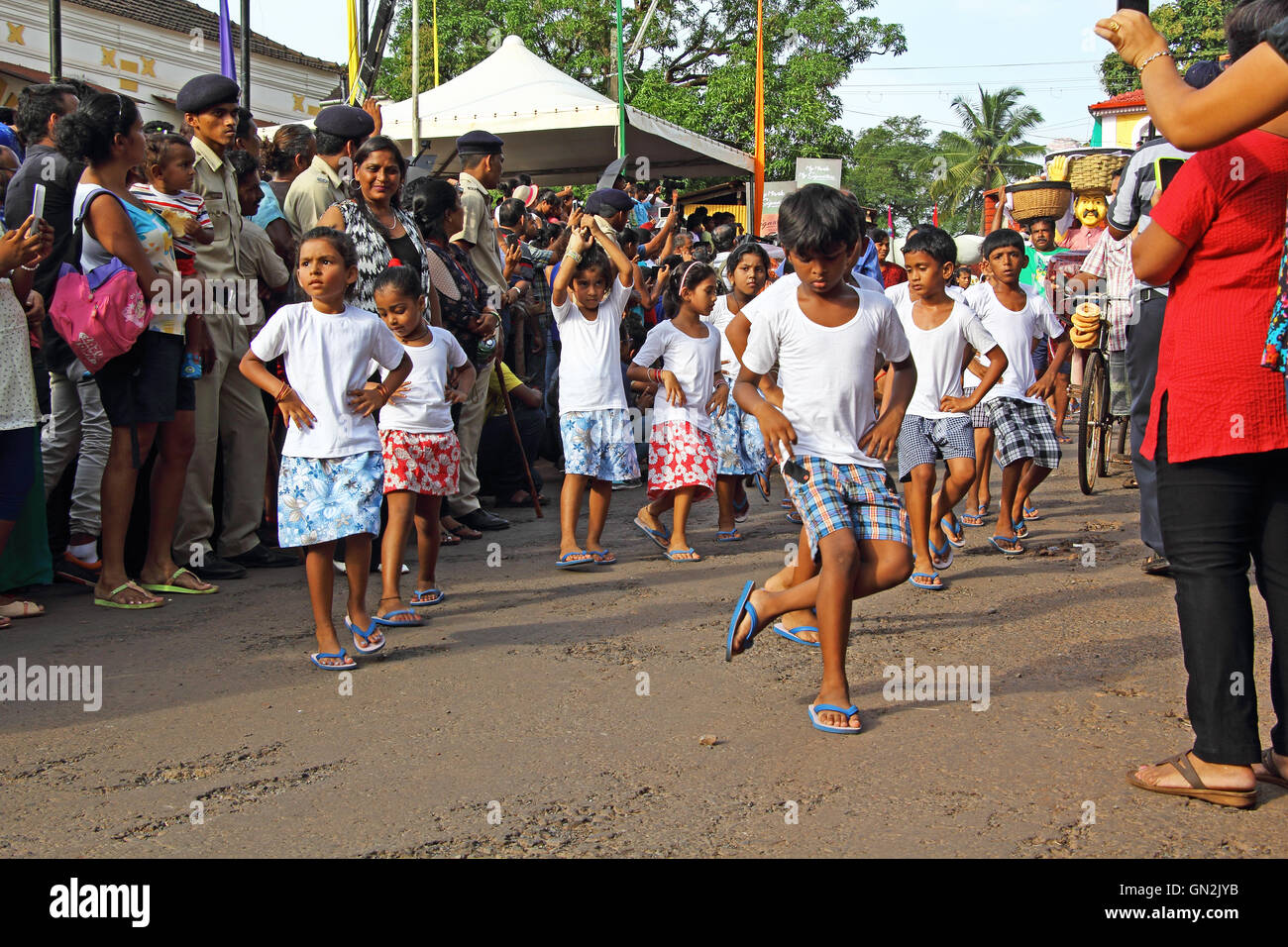 Goa, India. 27th August, 2016. Village children perform traditional ...