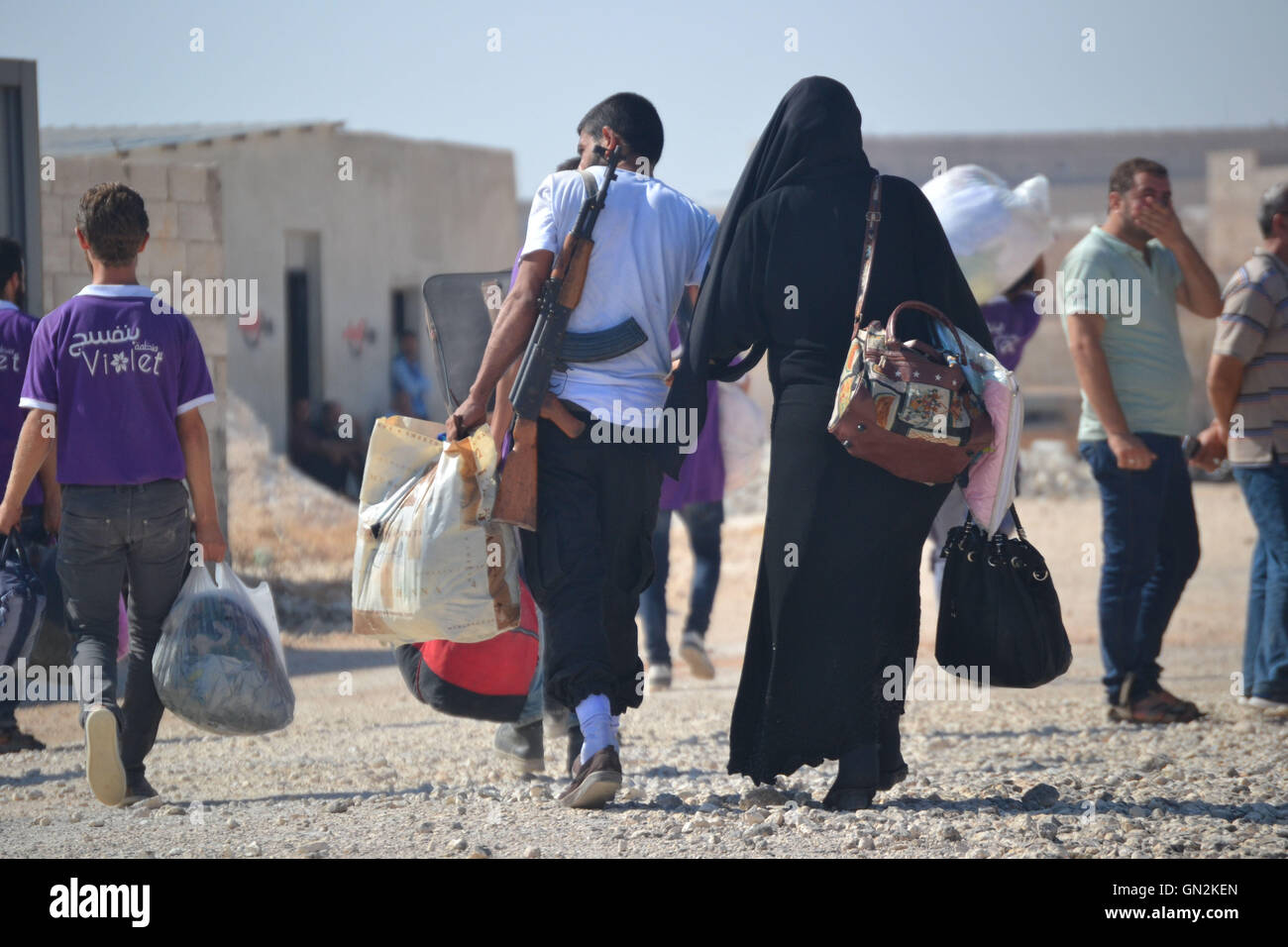 Daryya, Idilb, Syria. 25th Aug, 2016. Opposition fighters from Daryya ...