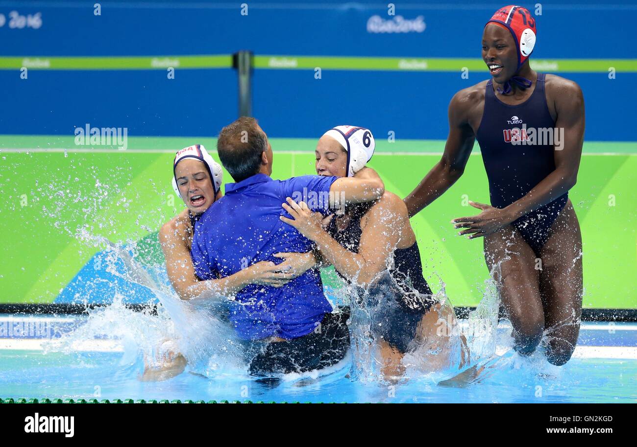 Rio de Janeiro, Brazil. 19th Aug, 2016. Goalie ASHLEIGH JOHNSON (far ...