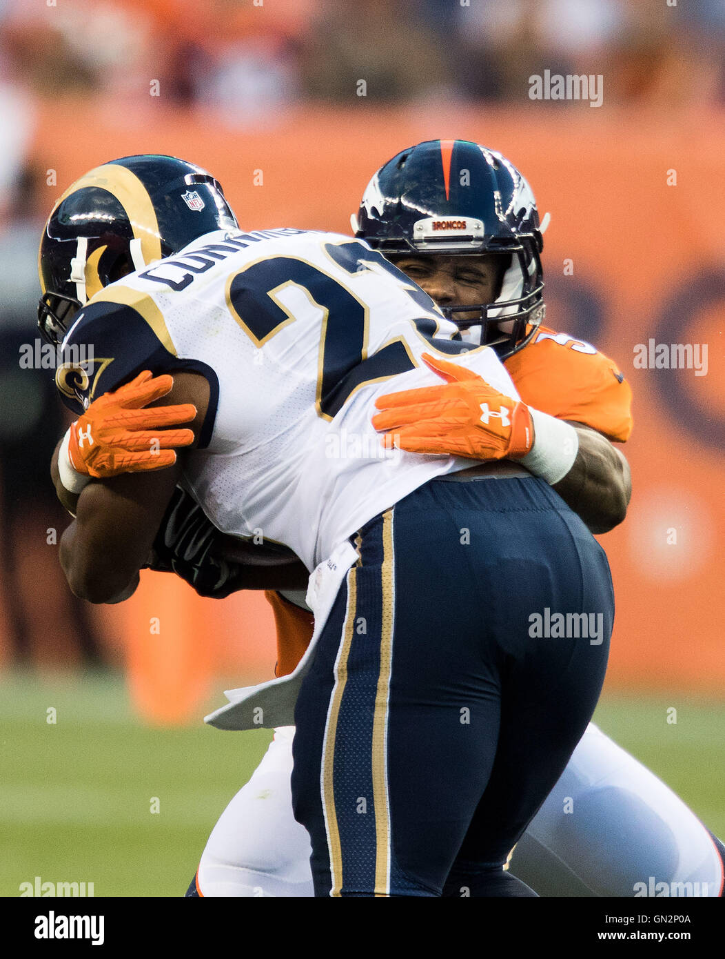 Denver, Colorado, USA. 27th Aug, 2016. Broncos ILB TODD DAVIS, right ...