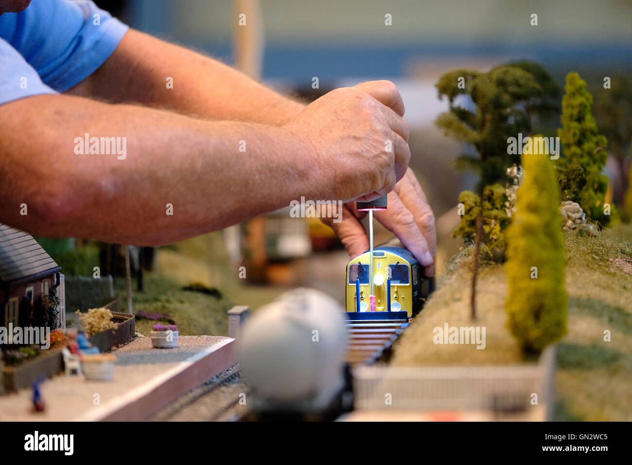 Hawick, Bath Street, UK. 28th August 2016. Border Rail Model Railway ...