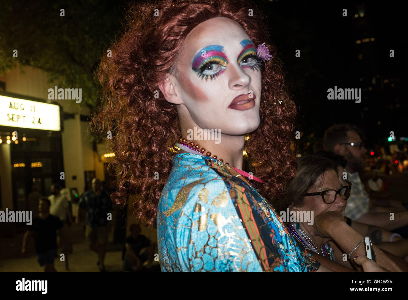 August 27, 2016 - A draq queen in colourful make up and wig, poses for ...