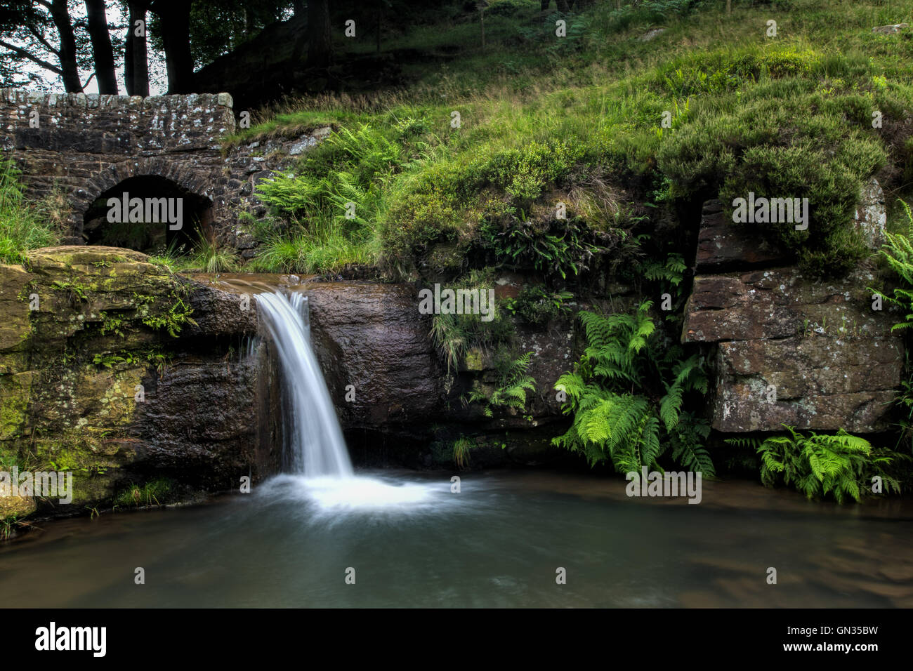 Waterfall at Three Shires Head and Panniers Pool Peak District Stock ...