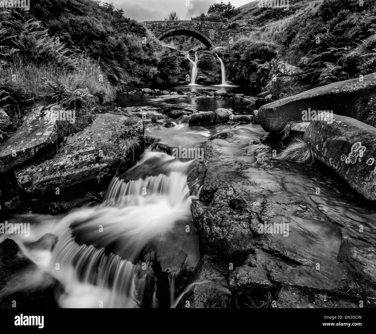 Waterfall at Three Shires Head and Panniers Pool Peak District Stock ...