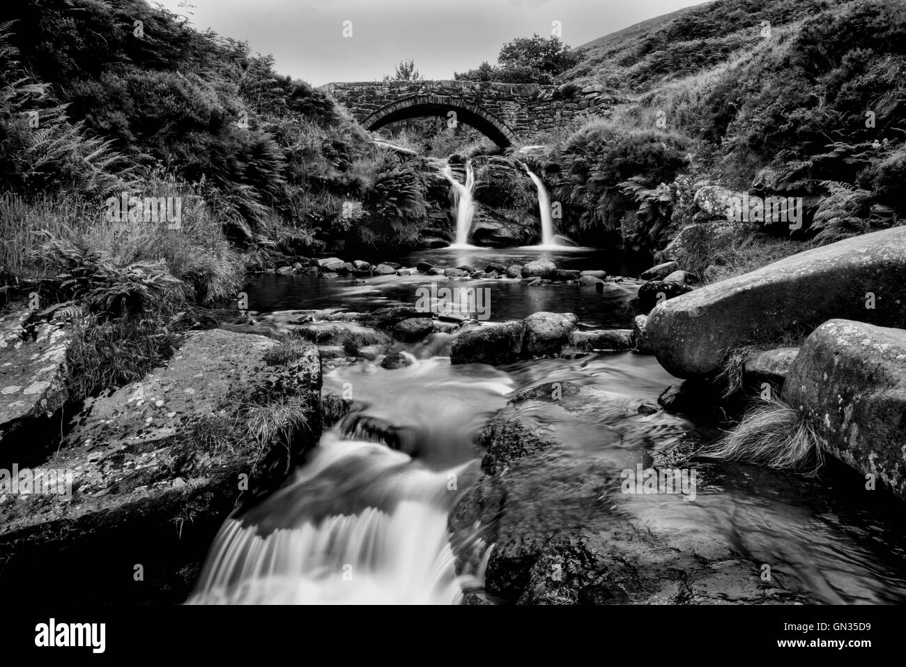 Waterfall at Three Shires Head and Panniers Pool Peak District Stock ...