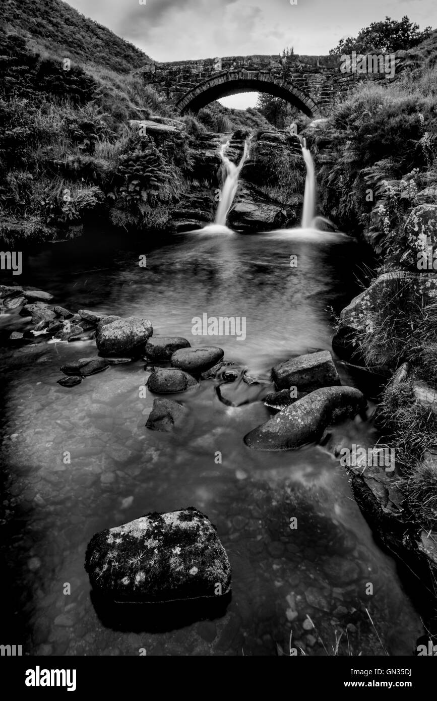 Waterfall at Three Shires Head and Panniers Pool Peak District Stock ...