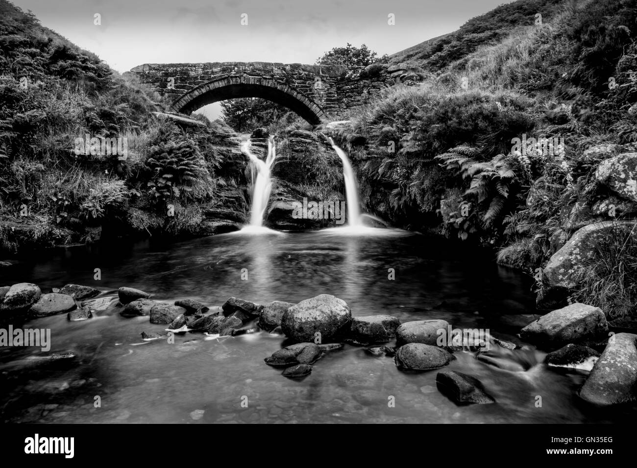 Waterfall at Three Shires Head and Panniers Pool Peak District Stock ...