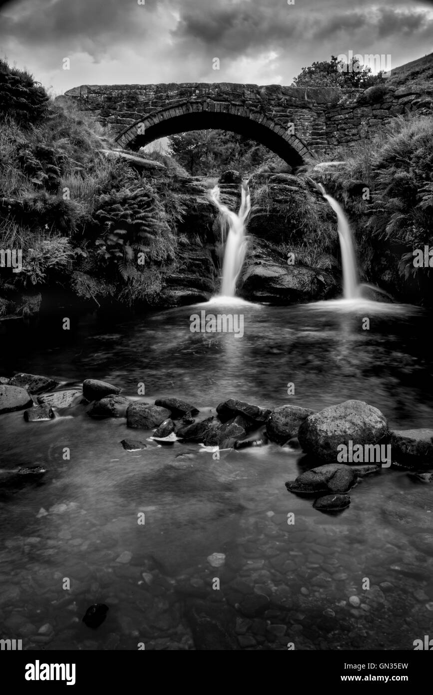 Waterfall at Three Shires Head and Panniers Pool Peak District Stock ...