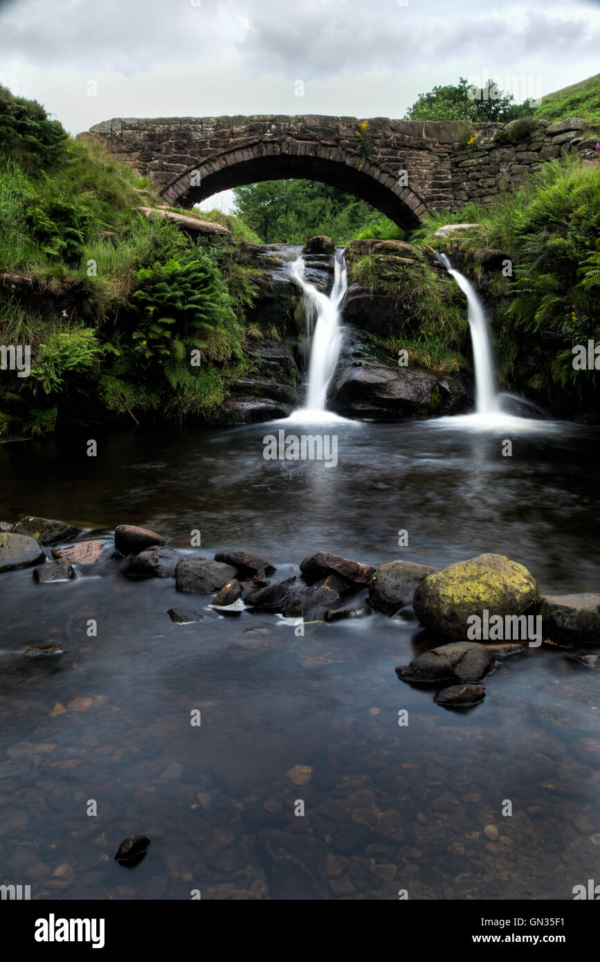 Waterfall at Three Shires Head and Panniers Pool Peak District Stock ...