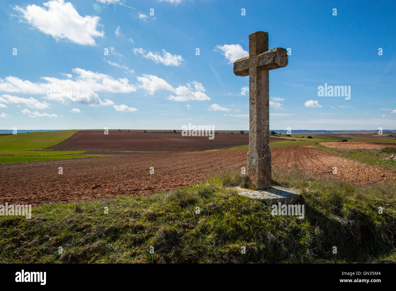 The cross in the field Stock Photo - Alamy