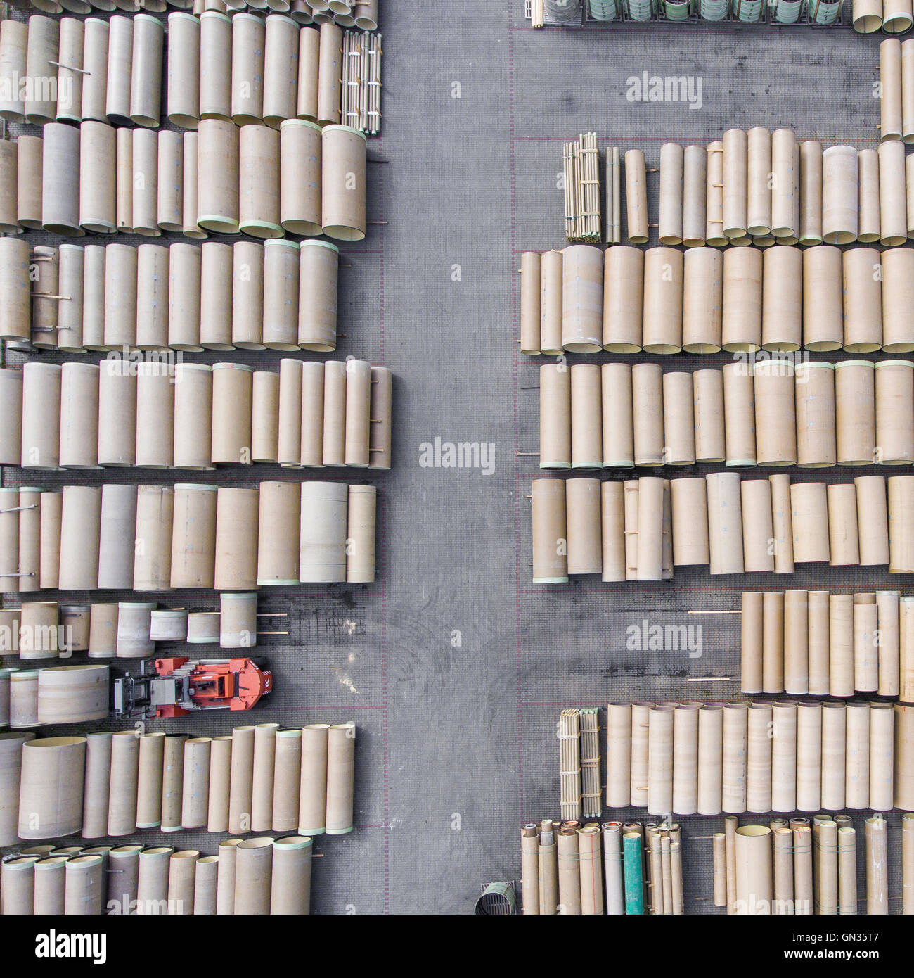Concrete drainage pipes stacked for construction hi-res stock ...