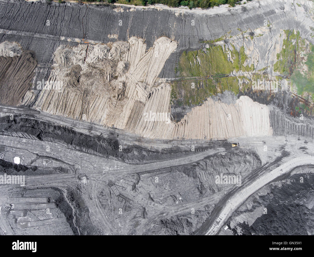 Degraded landscape in south of Poland. Destroyed land. View from above ...