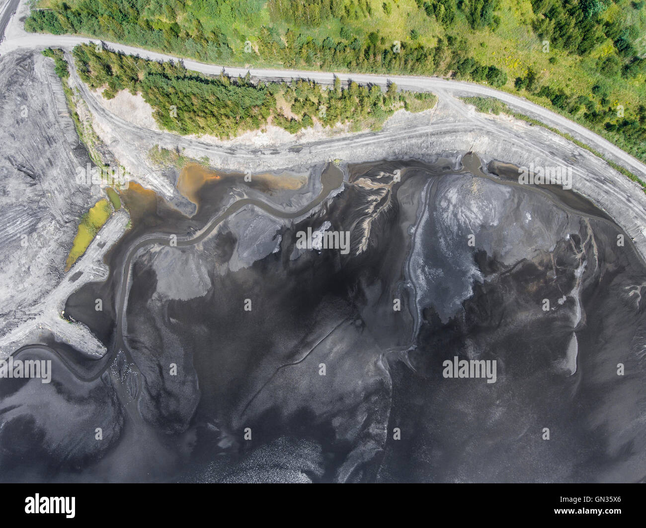 Degraded landscape in south of Poland. Destroyed land. View from above ...