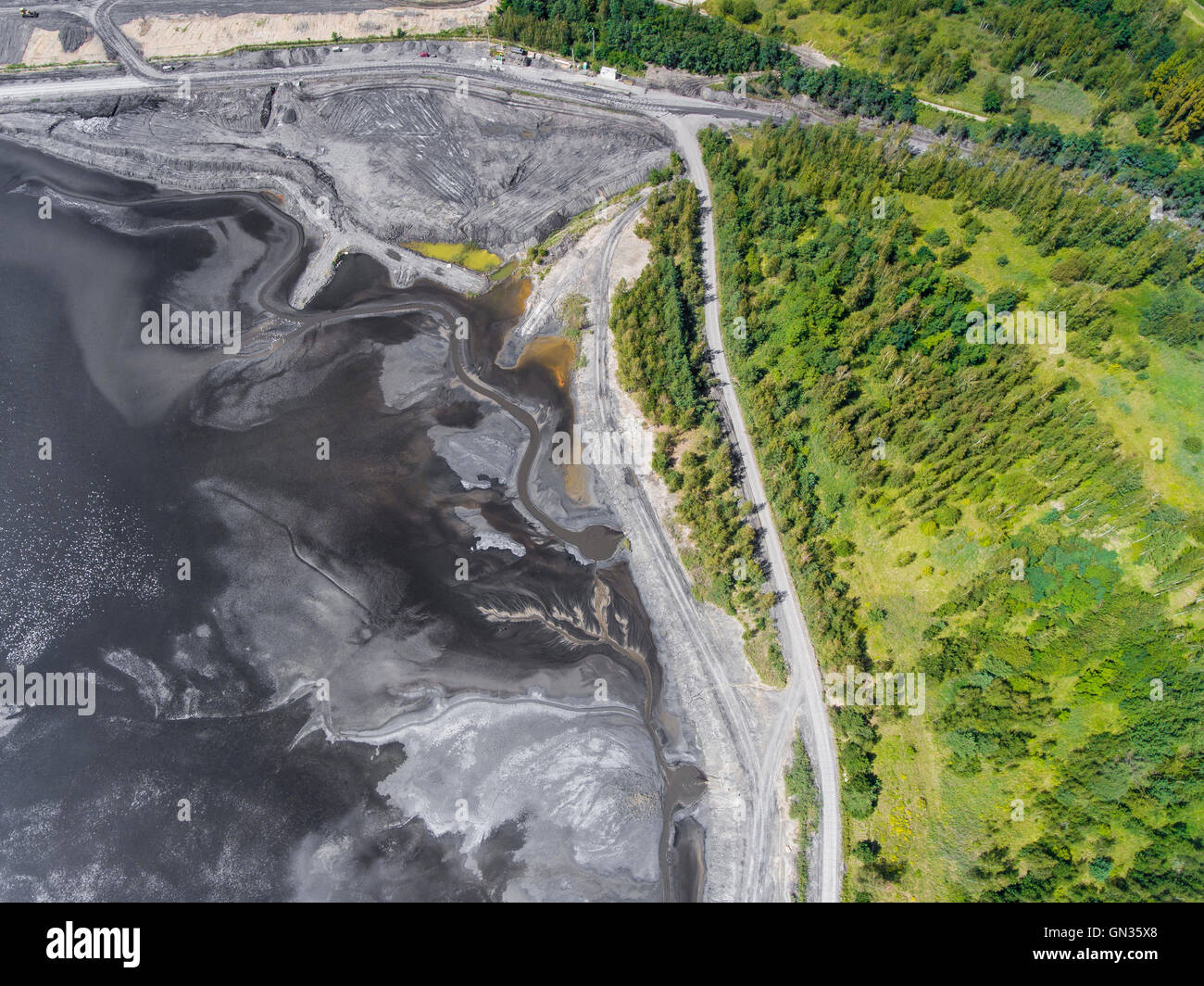 Degraded landscape in south of Poland. Destroyed land. View from above ...
