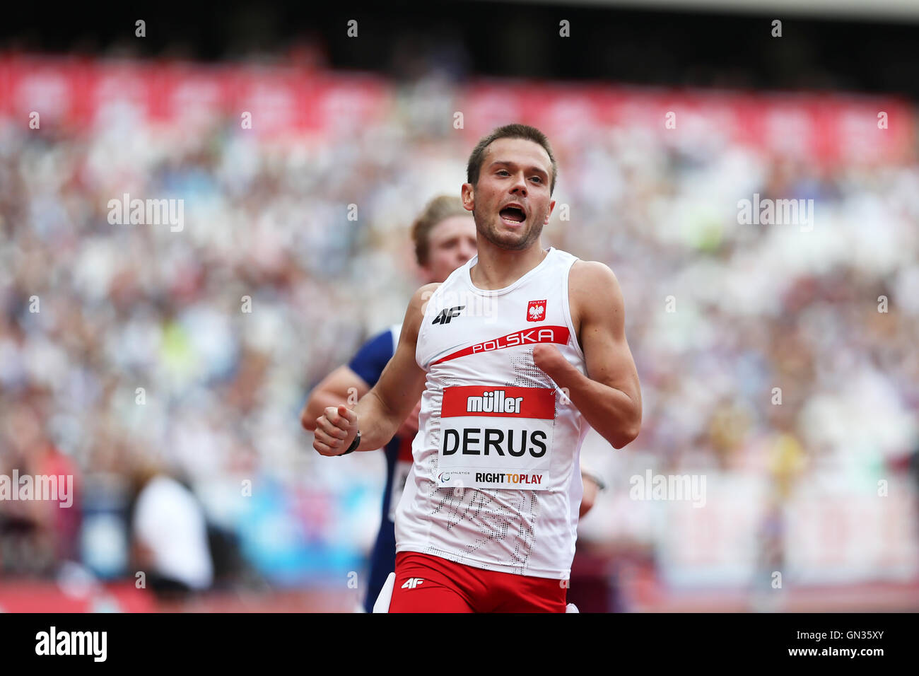 Michal Mateusz DERUS winning the T47 100m at the IPC Anniversary Games ...