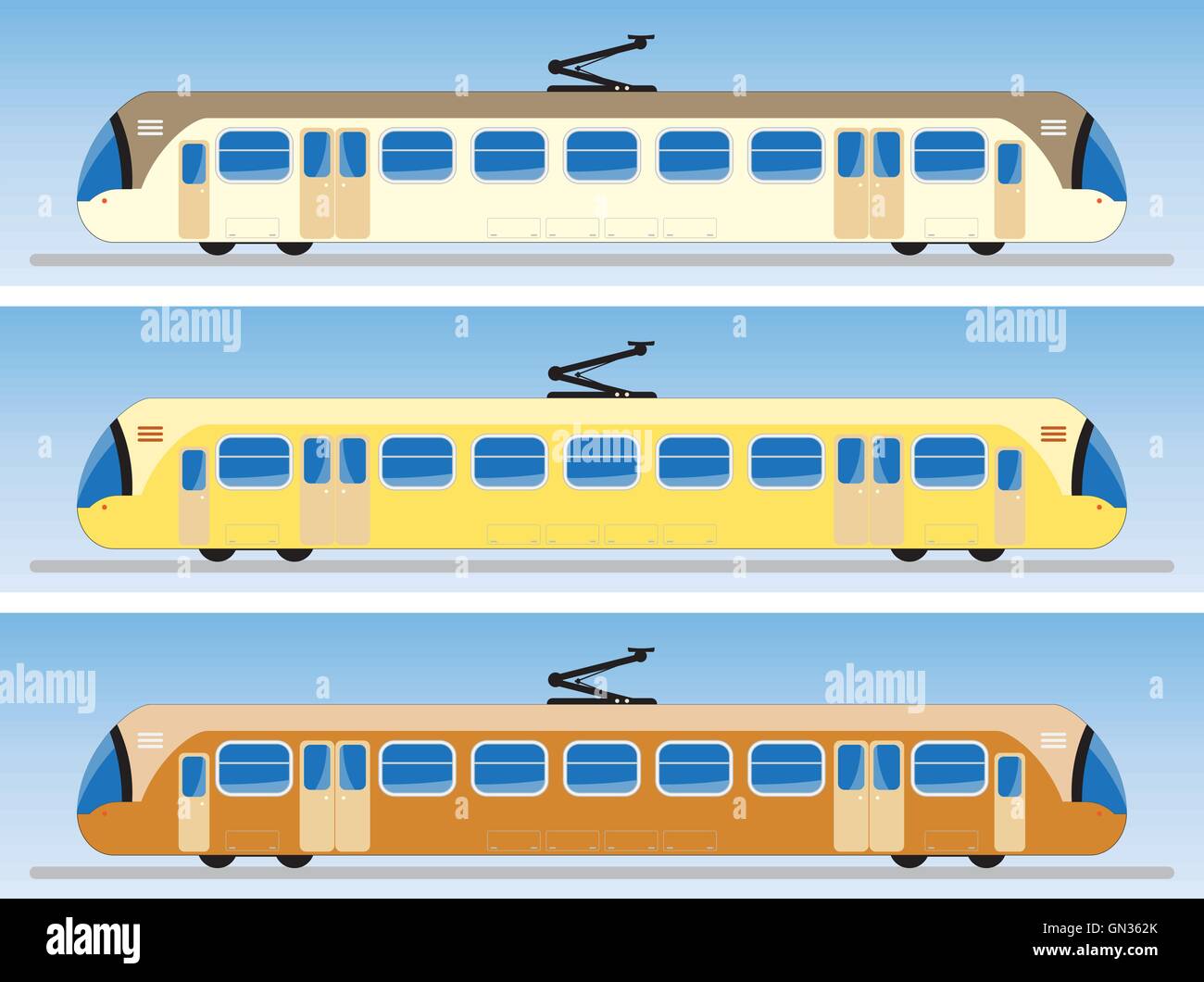 Side view of Tram car or trolley car flat design Vector Illustration ...