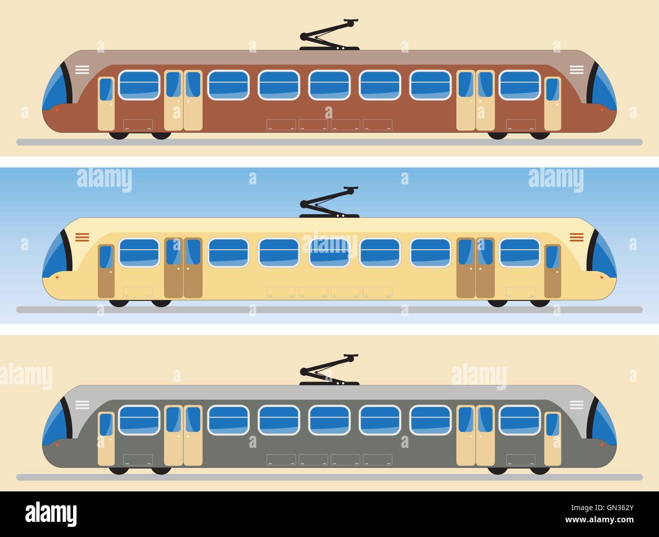 Side view of Tram car or trolley car flat design Vector Illustration ...