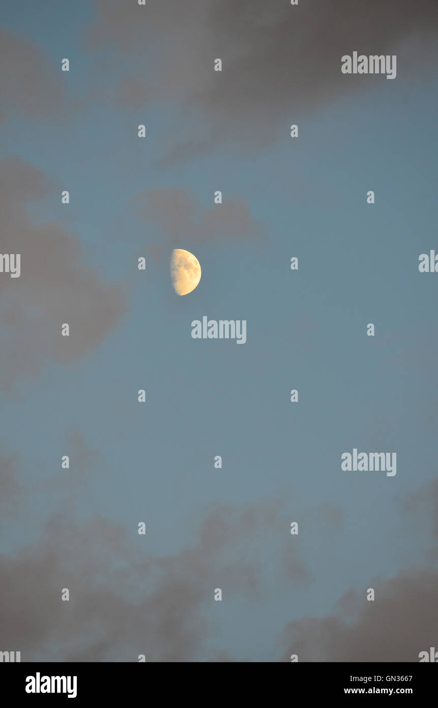 Moon just before sunset from Pickering England UK Stock Photo - Alamy