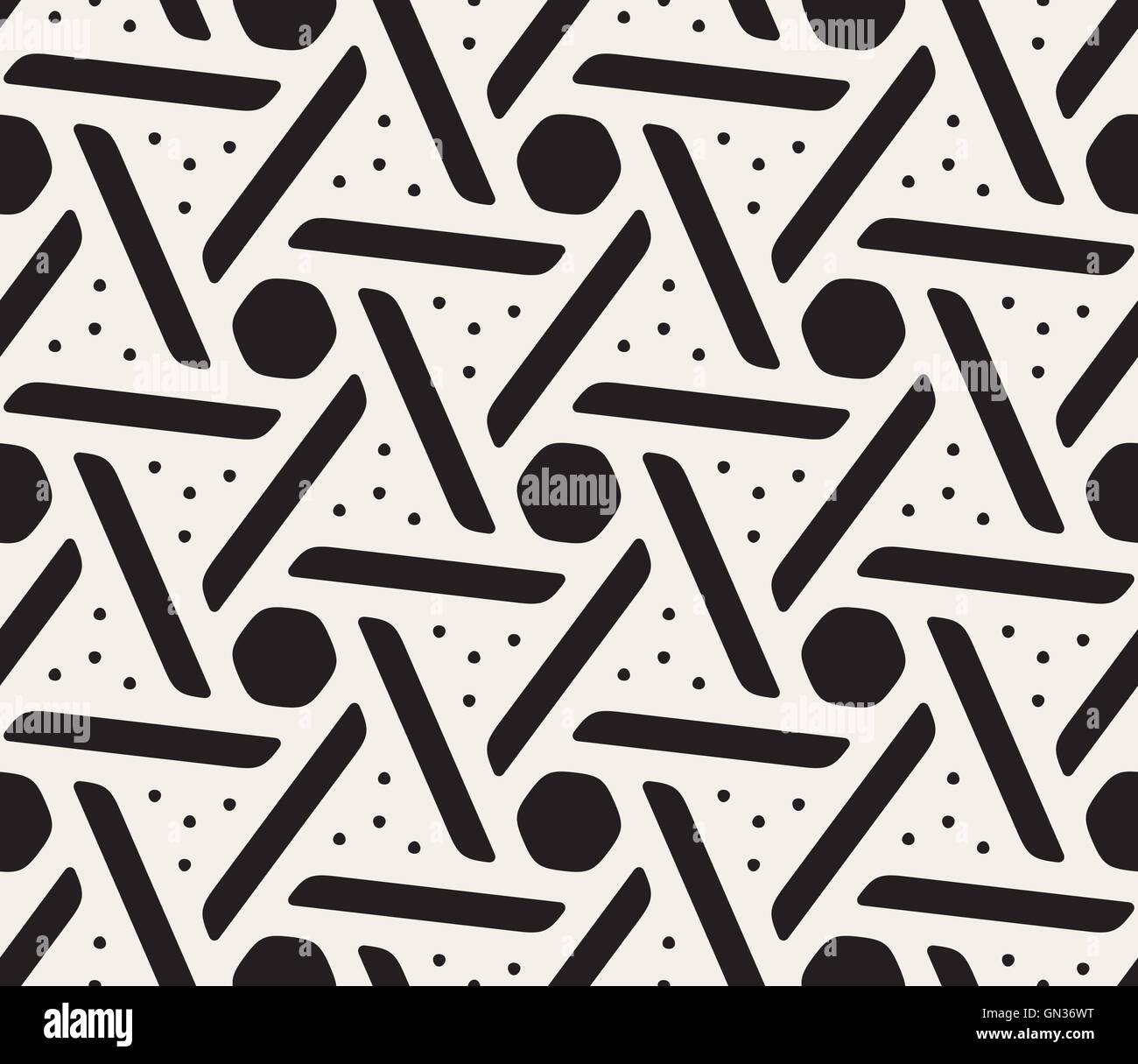 Vector Seamless Black and White Geometric Pattern Stock Vector Image ...