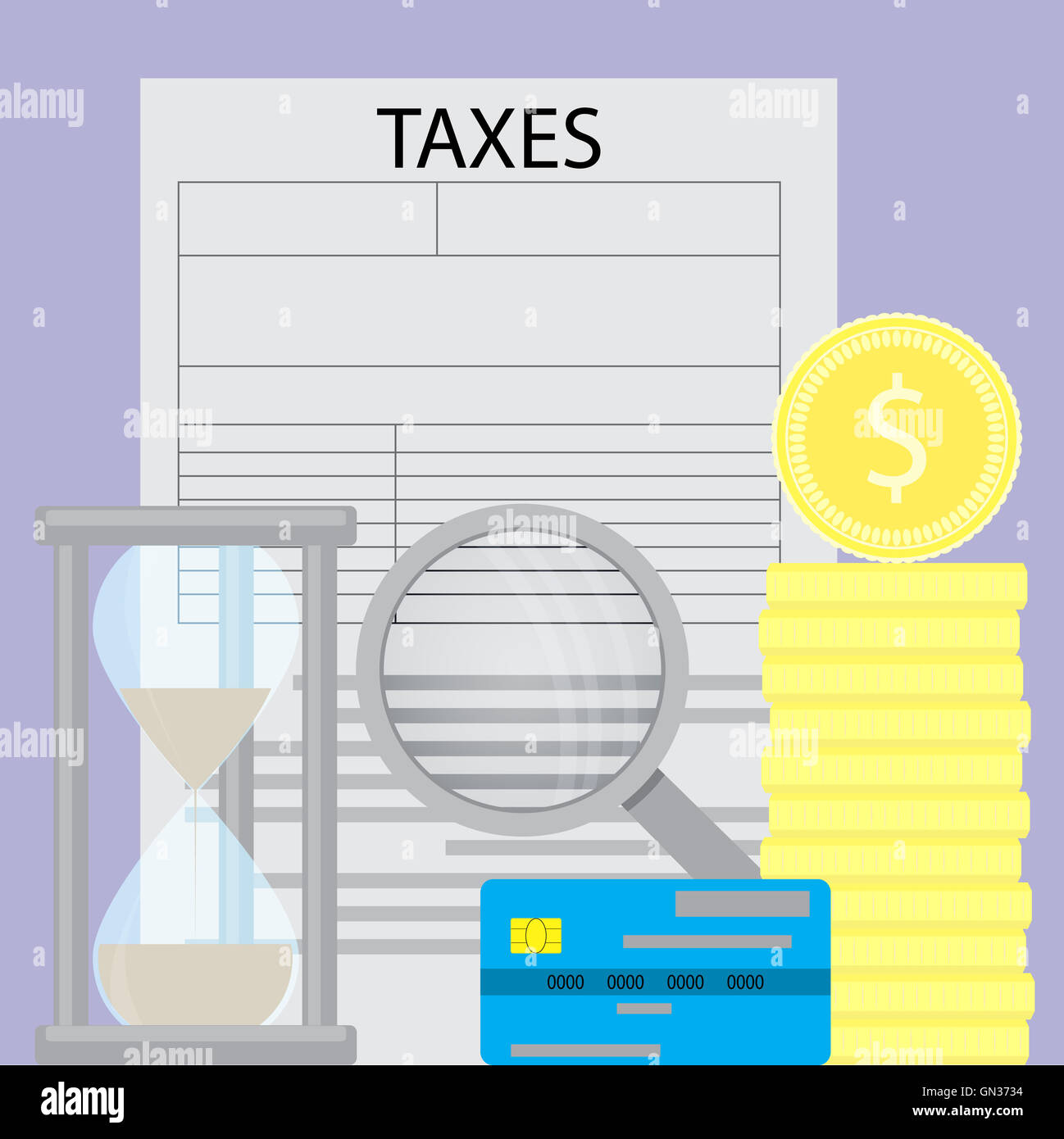 Tax and money flat business concept. Tax preparation and accounting ...
