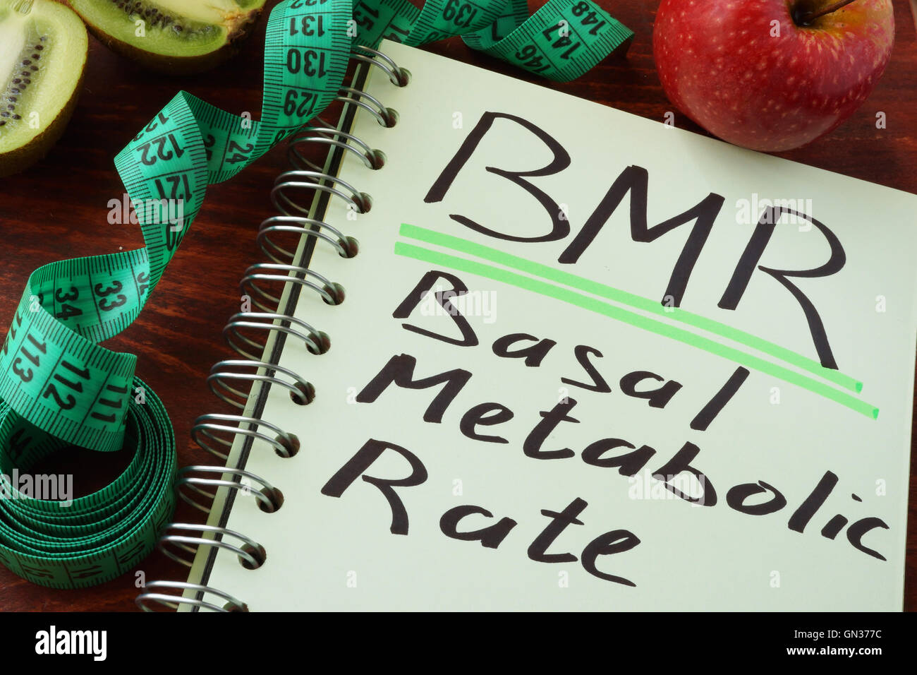 BMR Basal metabolic rate written on a notepad sheet Stock Photo - Alamy