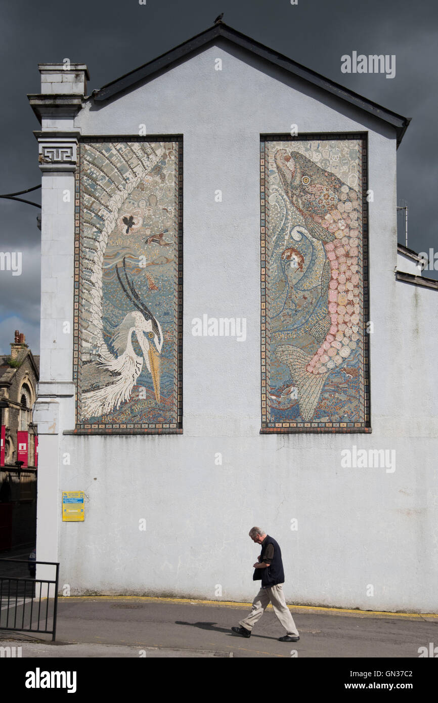 General view of Pontypridd High Street, in Pontypridd, South Wales, UK ...
